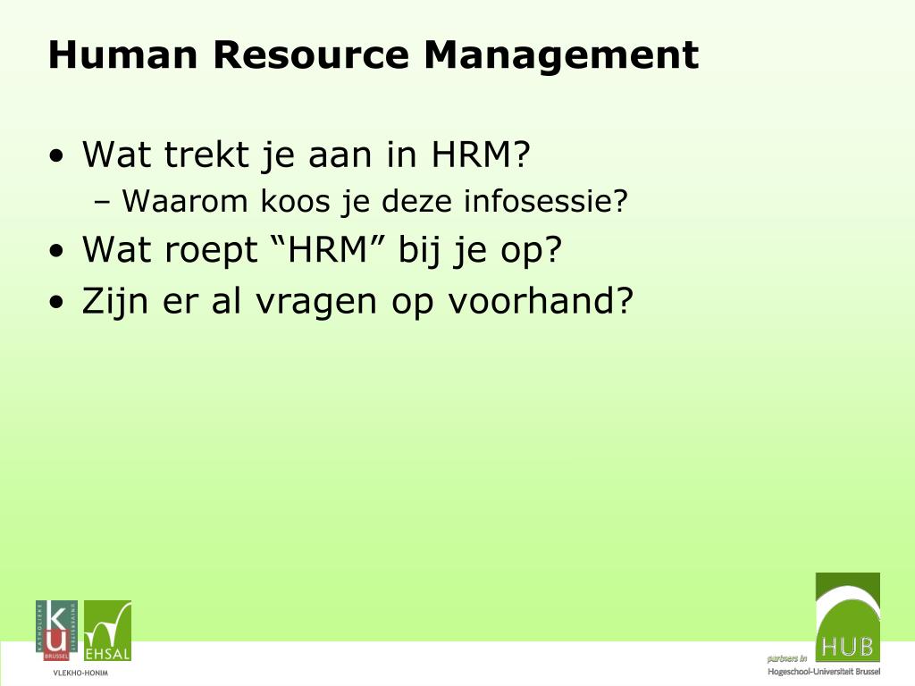 PPT - Human Resource Management Infosessie afstudeerrichtingen Prof. Dr ...