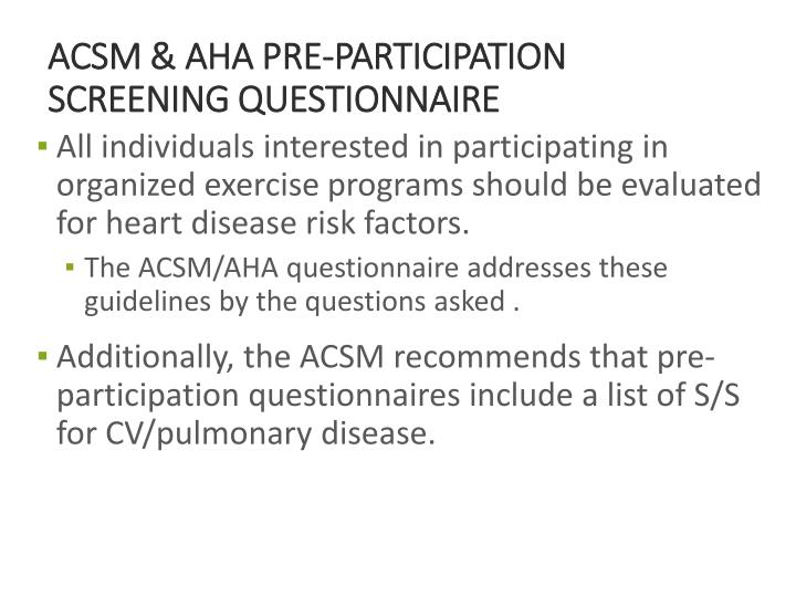 PPT - Pre-Exercise Assessments health screening and stratification ...