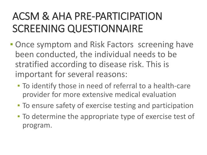 PPT - Pre-Exercise Assessments health screening and stratification ...