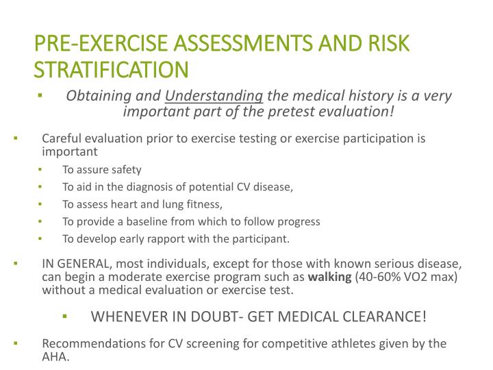 PPT - Pre-Exercise Assessments health screening and stratification ...