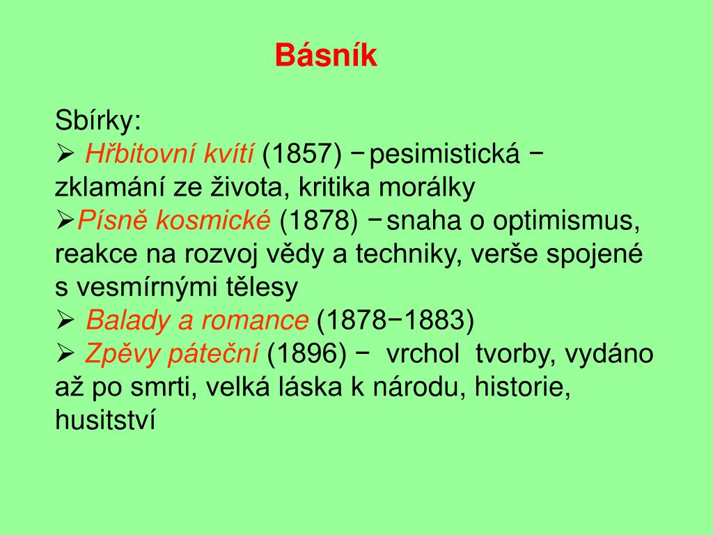 PPT - Jan Neruda * 1834 Praha † 1891 Praha básník a novinář PowerPoint ...