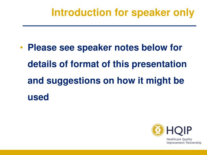 PPT - Introduction for speaker only PowerPoint Presentation, free ...