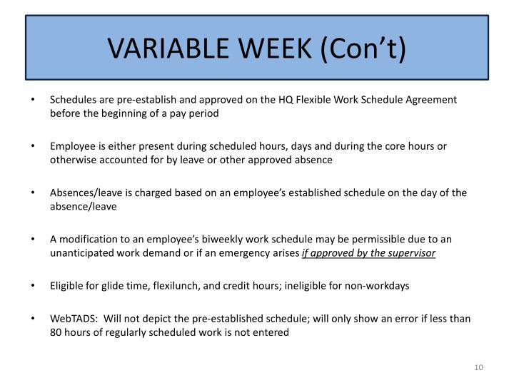 PPT - VARIABLE WEEK AND MAXIFLEX WORK SCHEDULES PowerPoint Presentation ...
