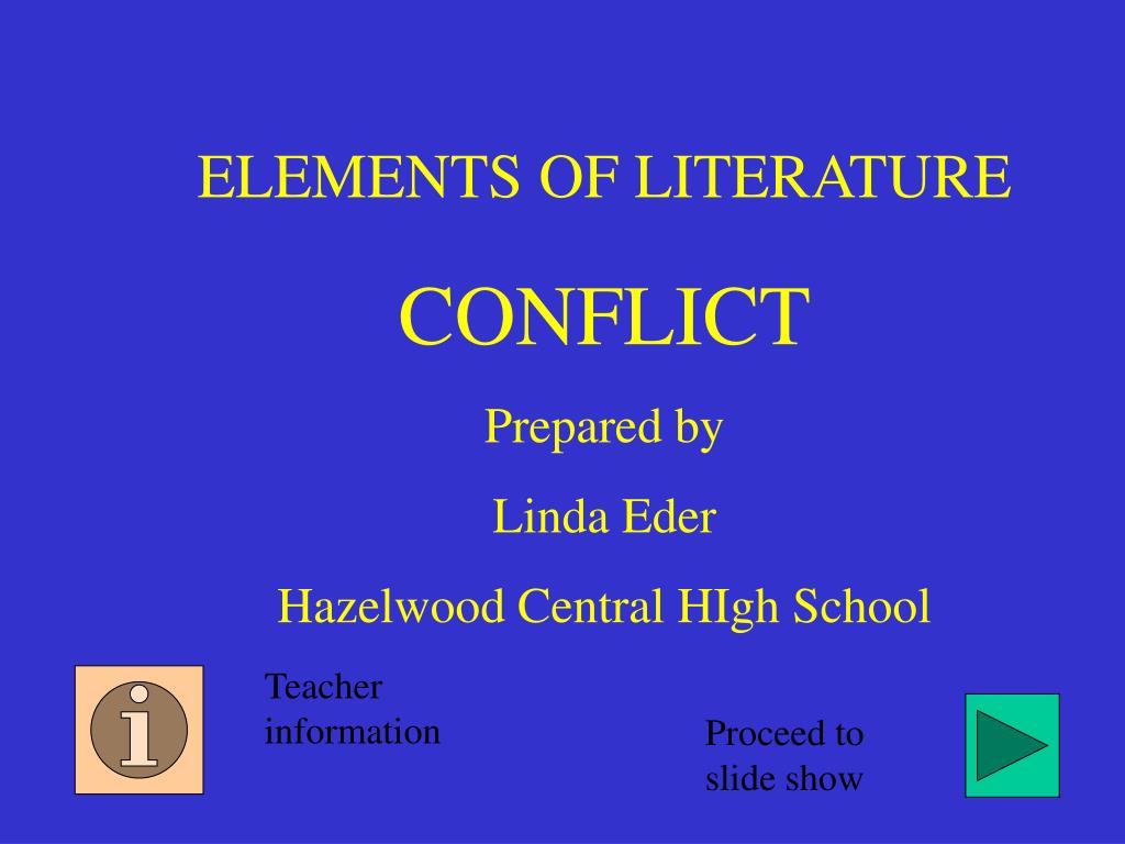 PPT - ELEMENTS OF LITERATURE CONFLICT Prepared by Linda Eder Hazelwood ...