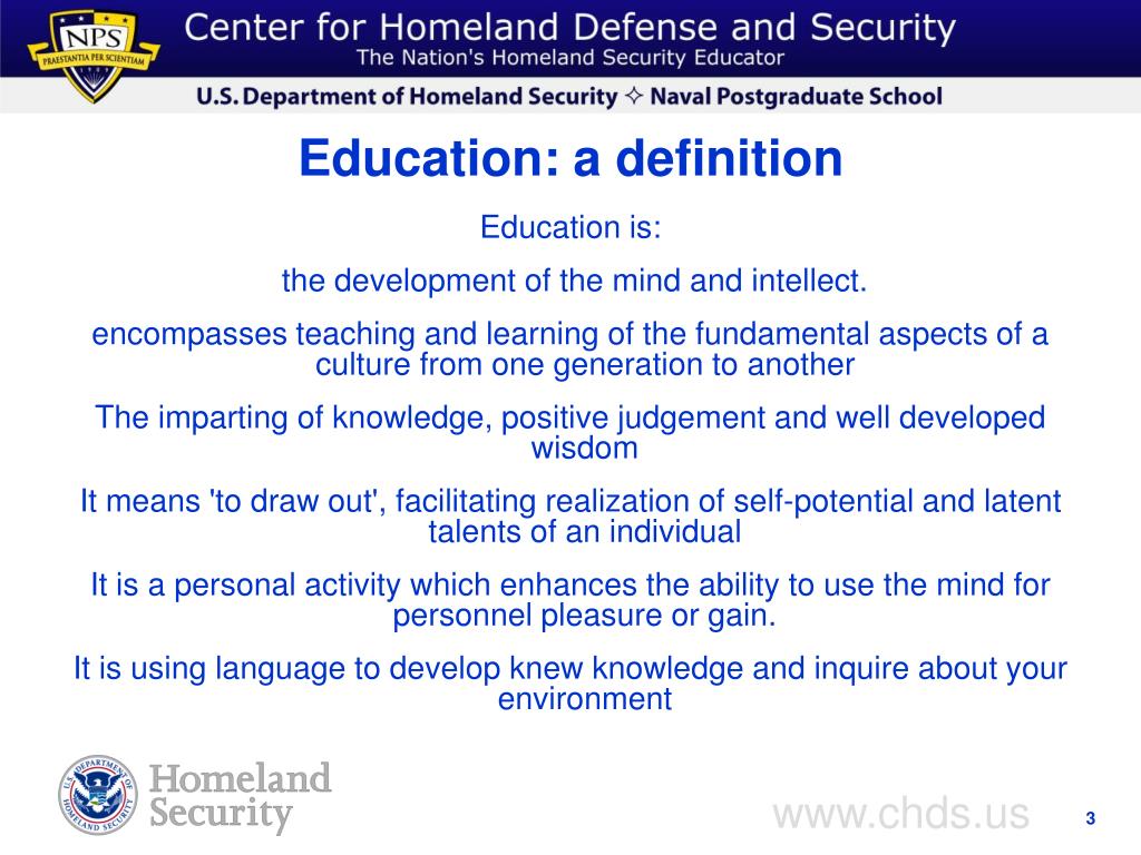 PPT - Training vs. Education: Shaping the Homeland Security Discipline ...