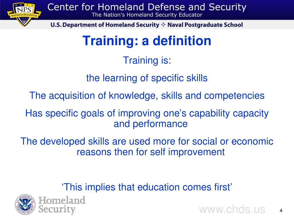 PPT - Training vs. Education: Shaping the Homeland Security Discipline ...