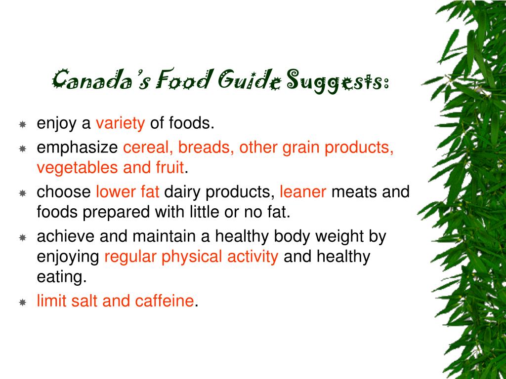 PPT - Promoting Healthy Eating with Canada's Food Guide PowerPoint ...