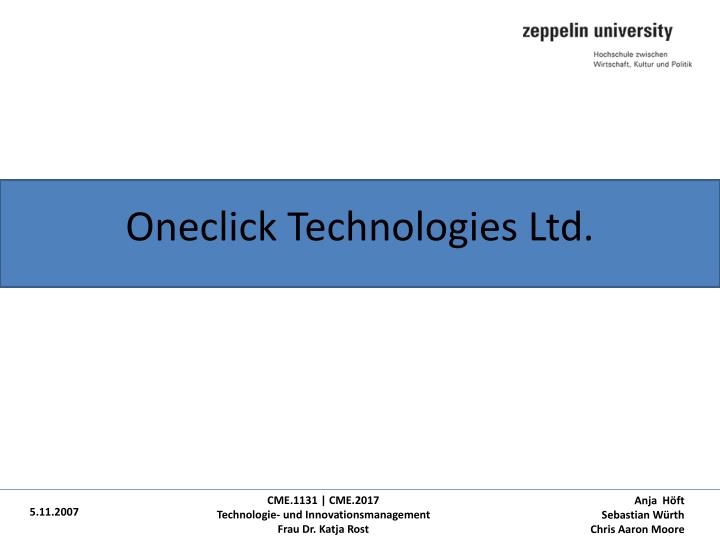 PPT - Oneclick Technologies Ltd. PowerPoint Presentation, free download ...