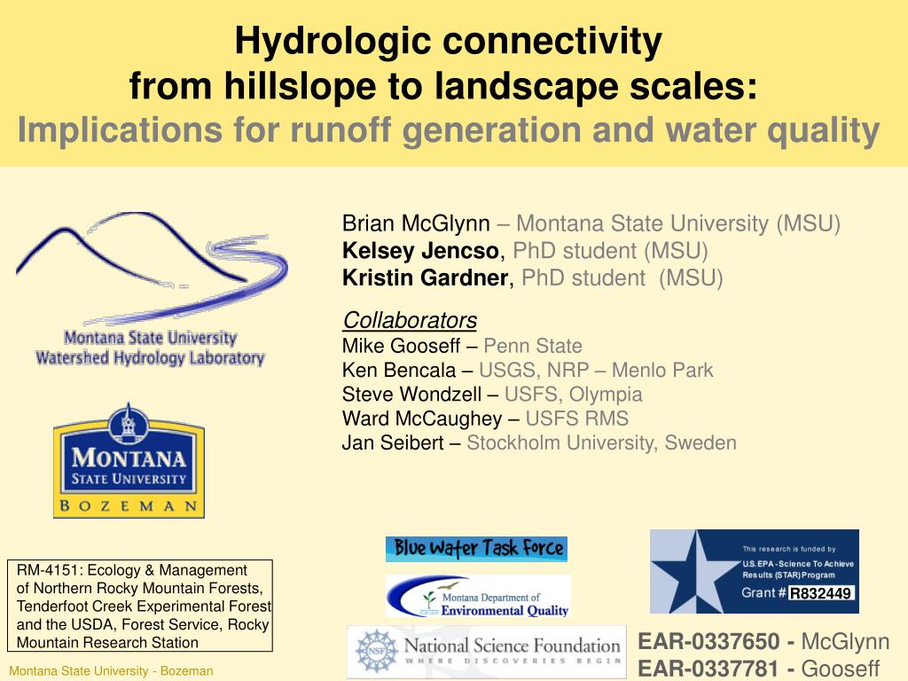 PPT - Hydrologic connectivity from hillslope to landscape scales ...