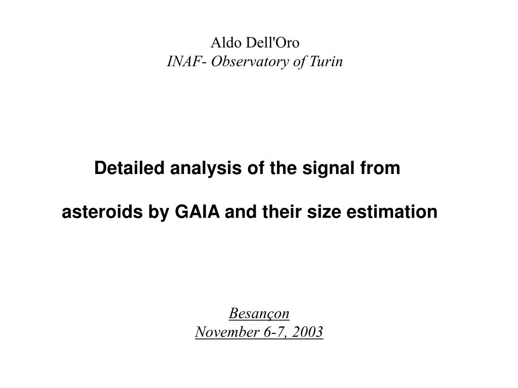 PPT - Aldo Dell'Oro INAF- Observatory of Turin PowerPoint Presentation ...