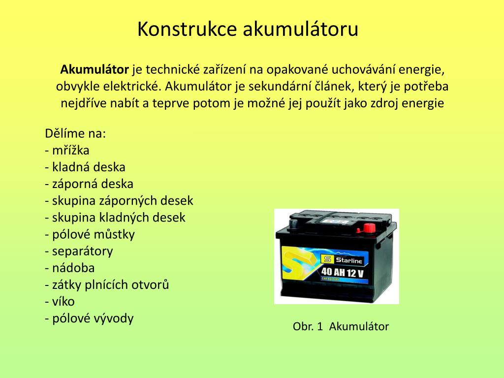 PPT - Zdroje proudu – akumulátory I PowerPoint Presentation, free ...