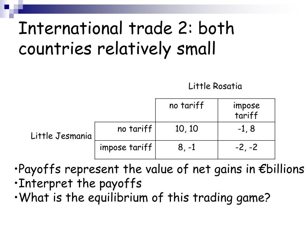 PPT - The prisoners’ dilemma and international trade: Tariffs and the ...