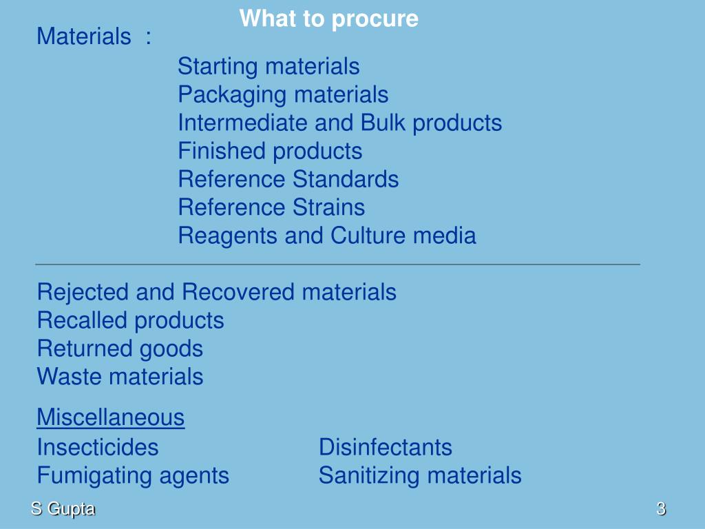 PPT - Procurement and storage of Materials in Pharmaceutical Industries ...