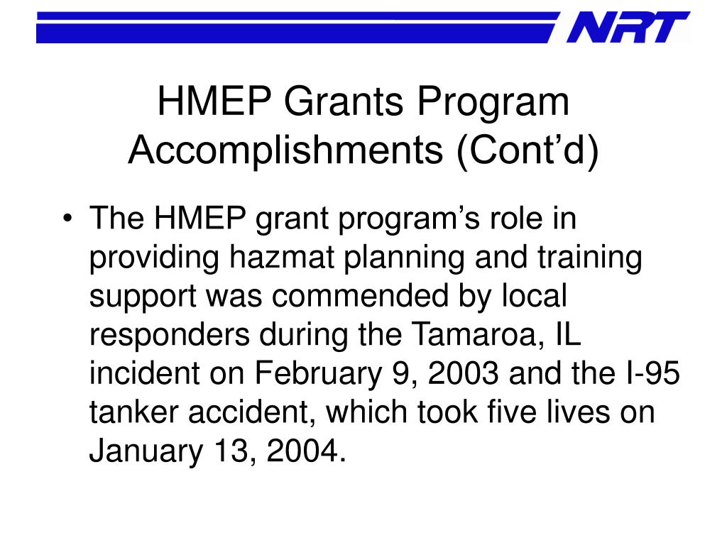 PPT - U.S. DOT HMEP Grants Program Successes and Training Support ...