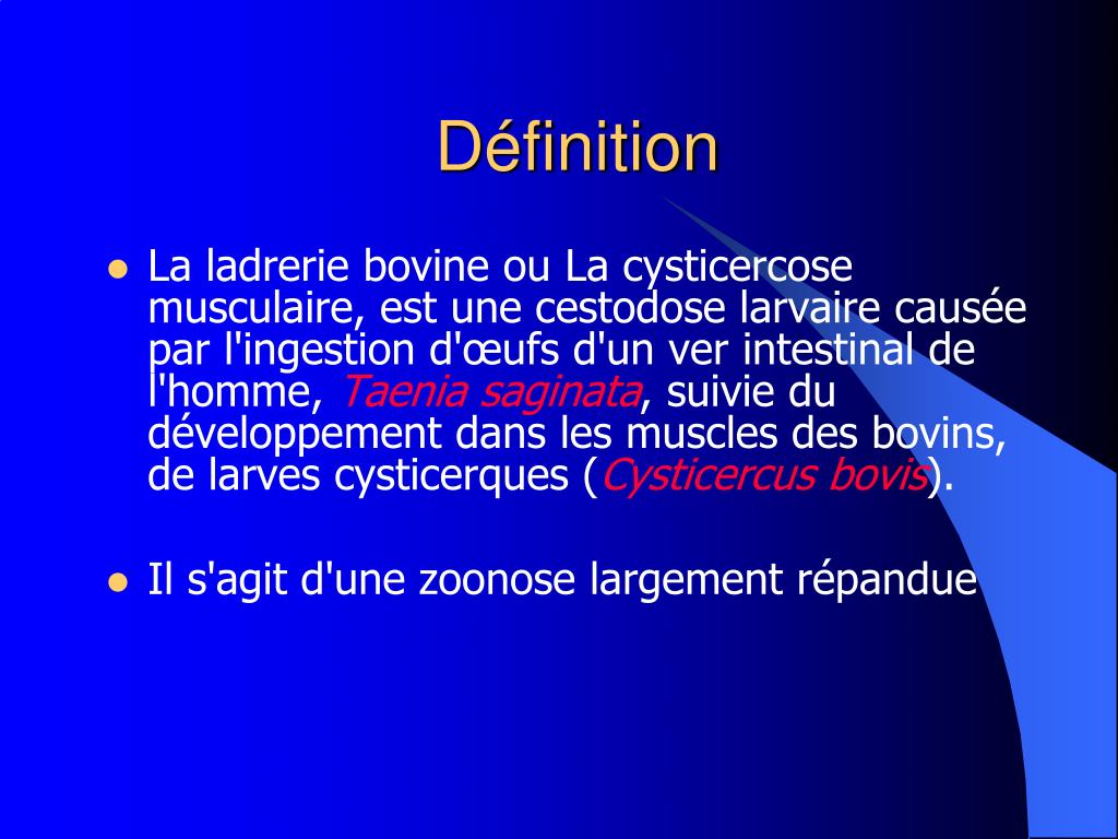 PPT - Cysticercose musculaire Bovine ( Ladrerie Bovine) PowerPoint ...