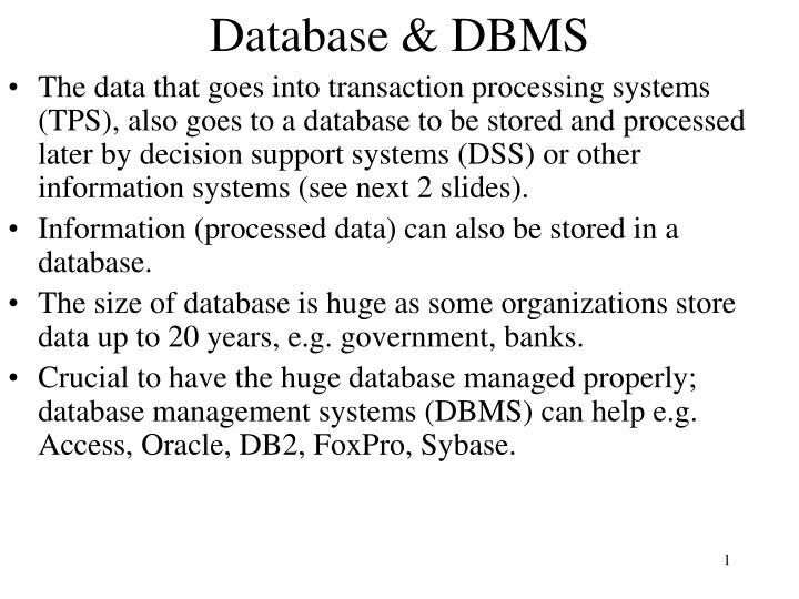 PPT - Database & DBMS PowerPoint Presentation, free download - ID:3544737