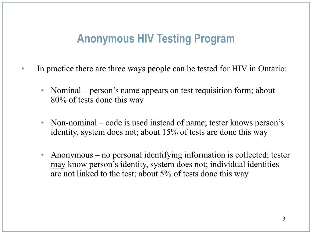 PPT - Ontario’s Anonymous HIV Testing Program AIDS Bureau Ministry of ...