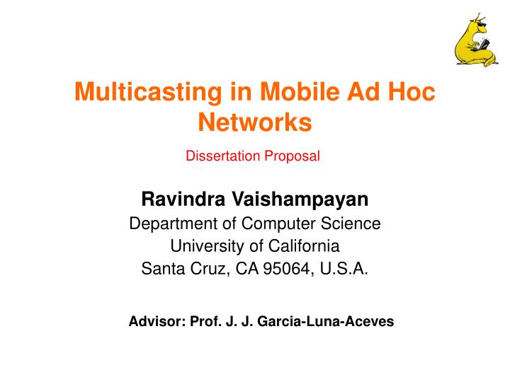 PPT - Multicasting in Mobile Ad Hoc Networks PowerPoint Presentation ...