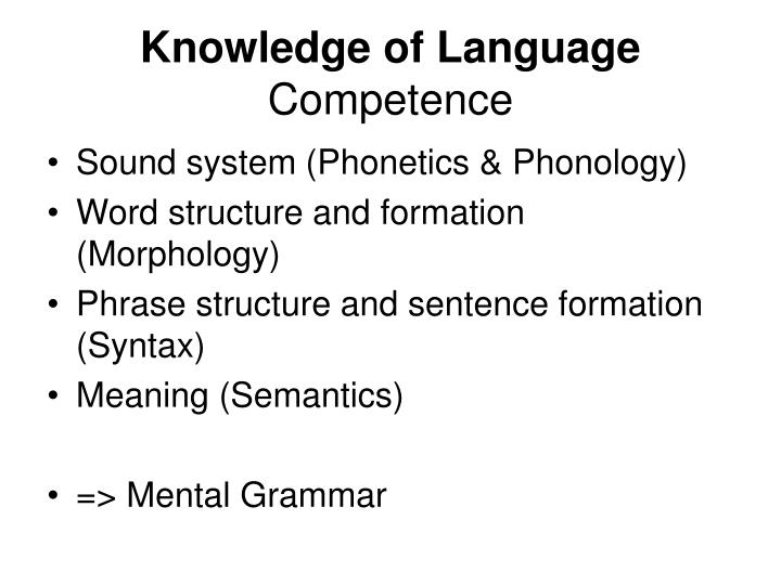 PPT - Knowledge of Language Competence PowerPoint Presentation, free ...