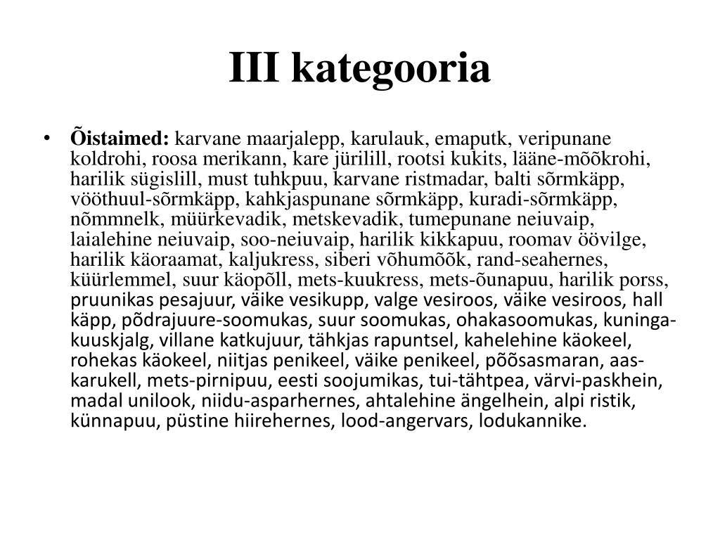 PPT - looduskaitse all olevad liigid Eestis PowerPoint Presentation ...
