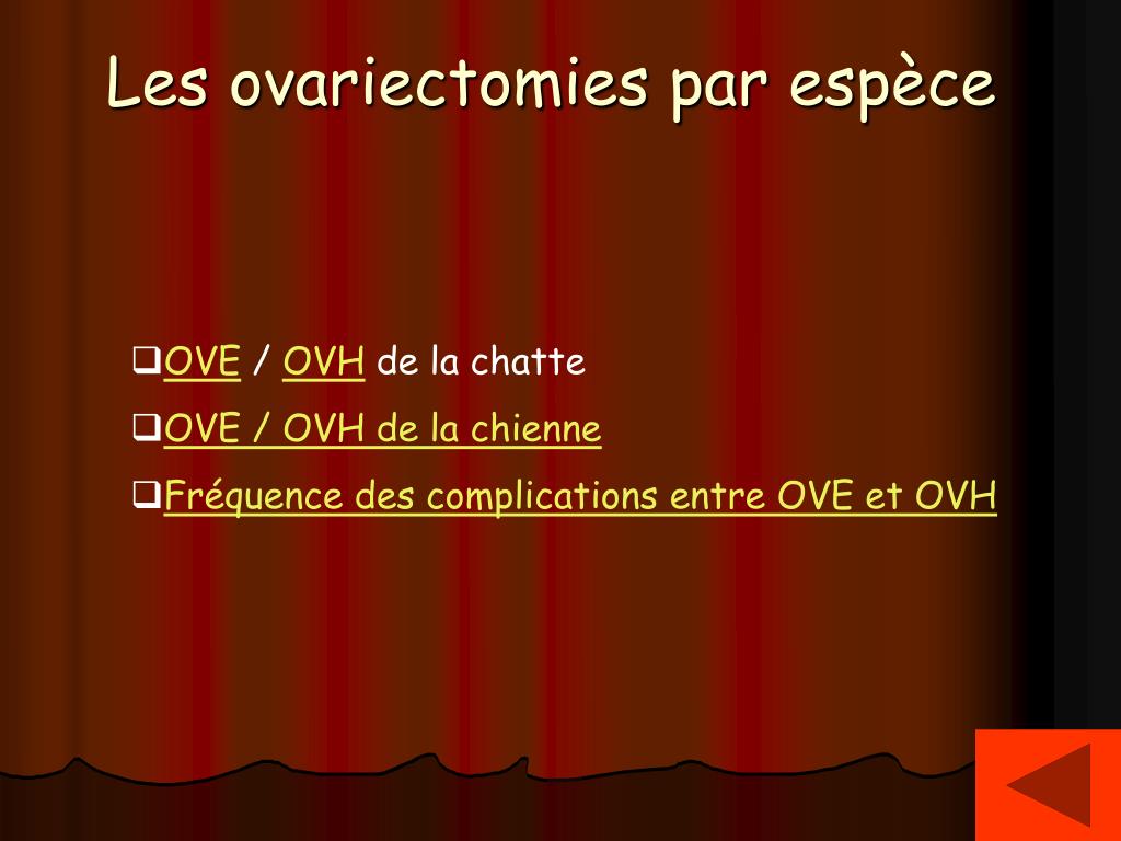 PPT - Définition Indications de l’ovariectomie Contre indications des ...