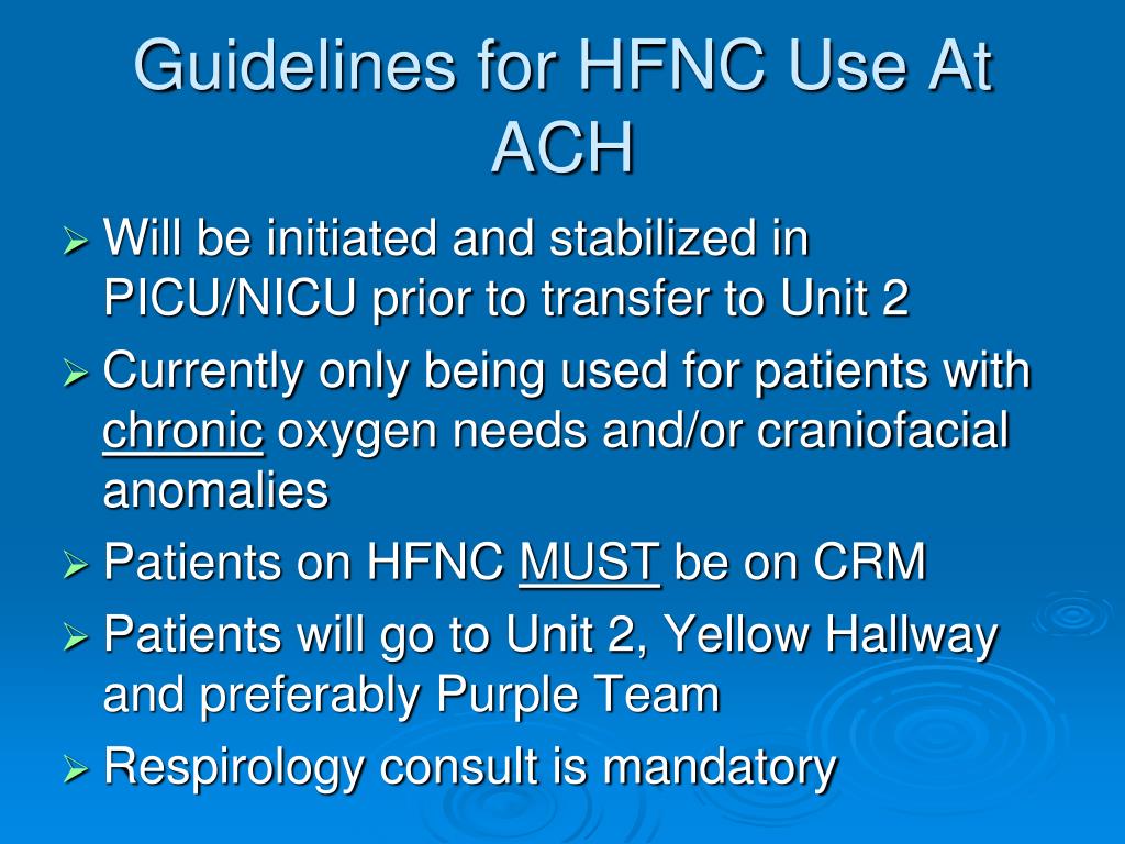 PPT - High Flow Nasal Cannula for Patient Care Units- ACH PowerPoint ...