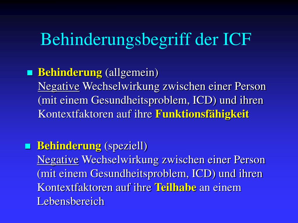 PPT - Die Internationale Klassifikation der Funktionsfähigkeit ...