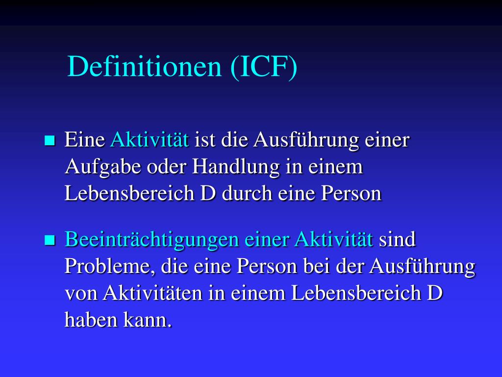 PPT - Die Internationale Klassifikation der Funktionsfähigkeit ...