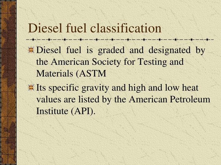 What Is Diesel Fuel Classification at Gwendolyn Samuels blog