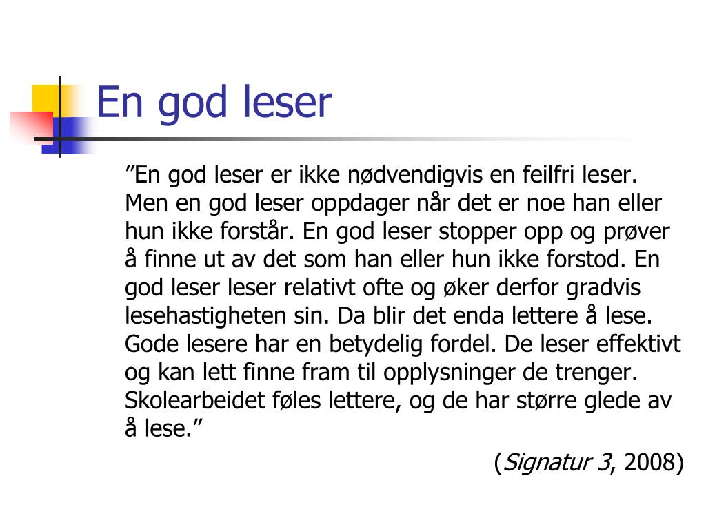 PPT - ”Jeg bare leser, og så håper jeg på det beste.” PowerPoint ...