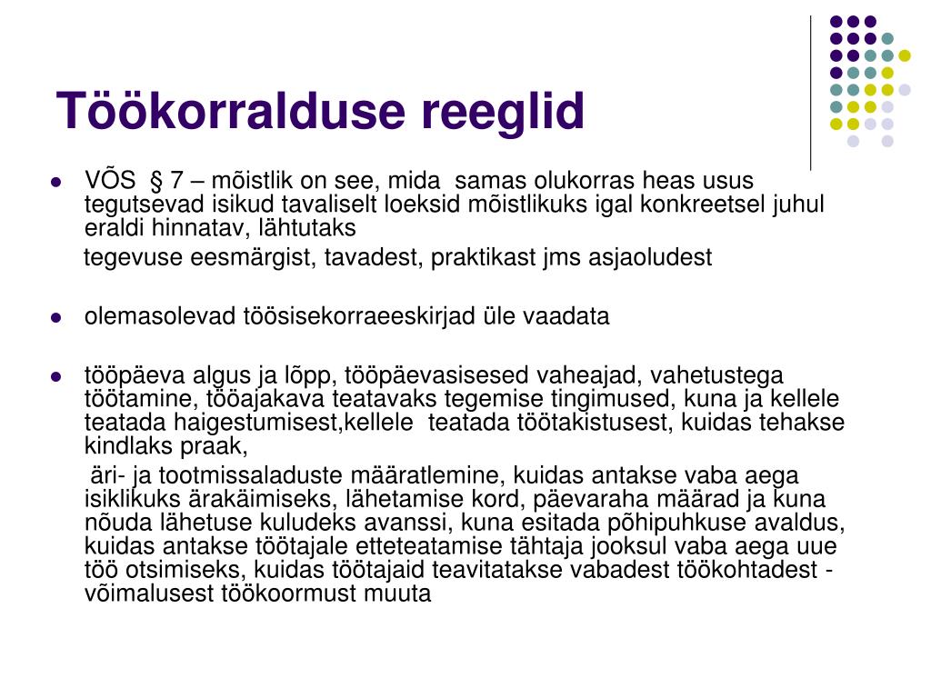 PPT - TÖÖLEPINGU SEADUS - kuidas vältida töövaidlusi? PowerPoint ...