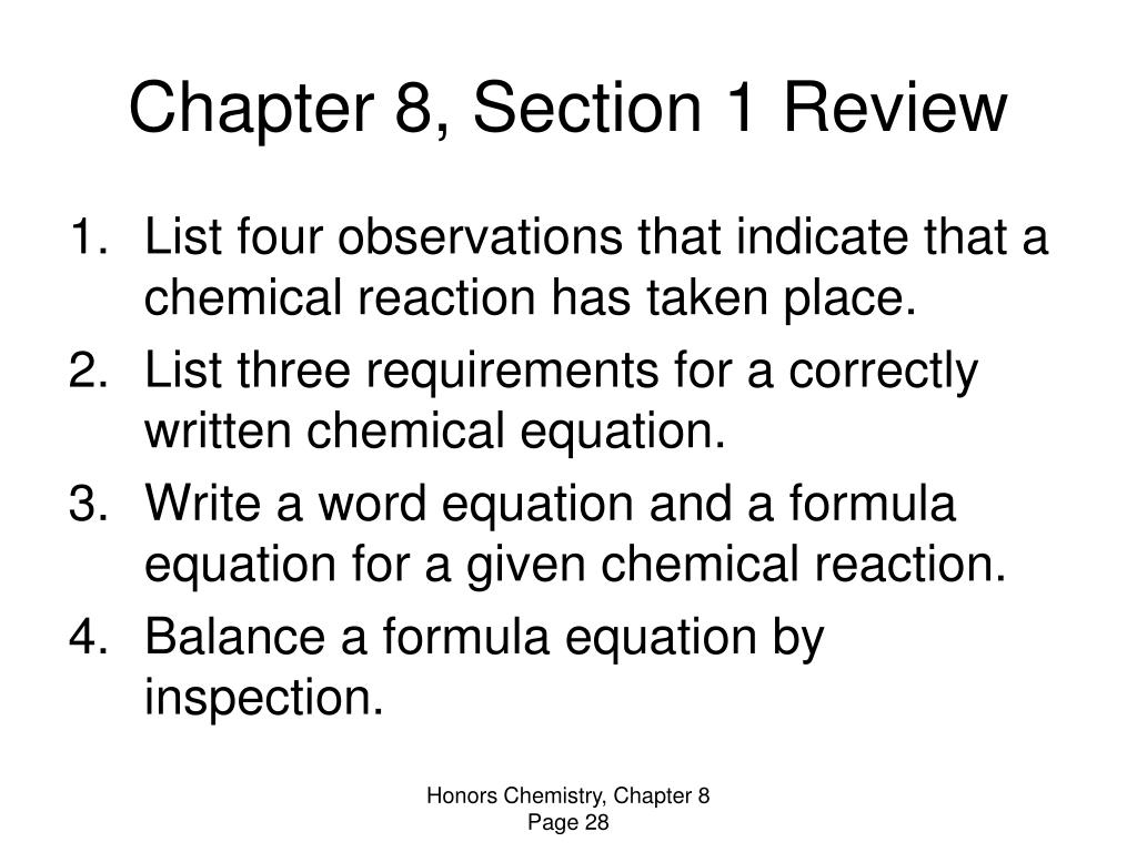 PPT - Chapter 8 – Chemical Equations and Reactions PowerPoint ...