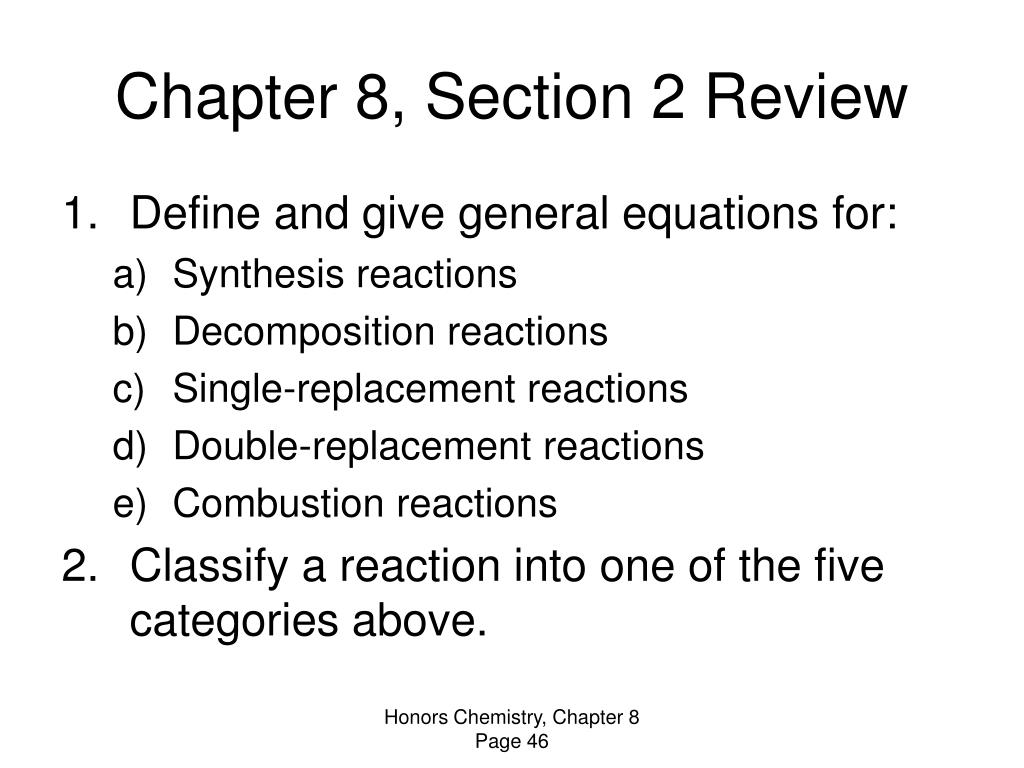 PPT - Chapter 8 – Chemical Equations and Reactions PowerPoint ...