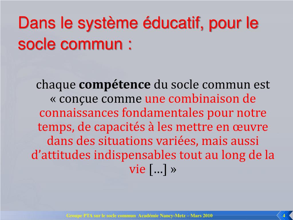 PPT - Le socle commun de connaissances et de compétences au palier 3 ...