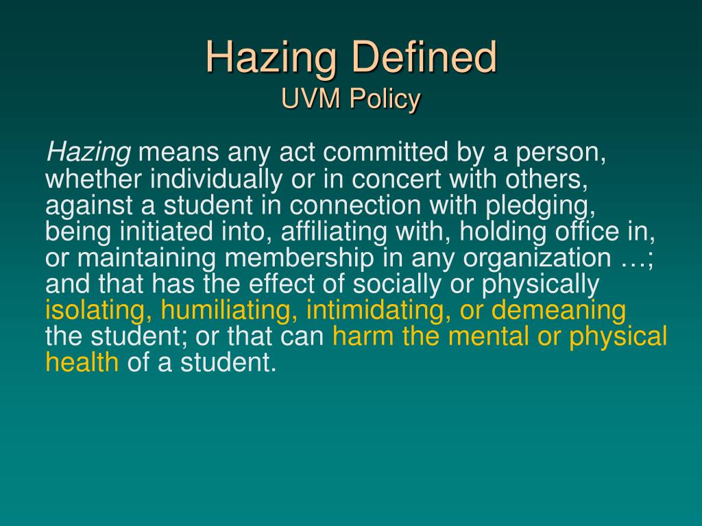 PPT - Hazing Prevention Understanding Social & Psychological Dimension ...