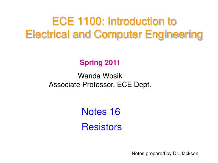 PPT - ECE 1100: Introduction to Electrical and Computer Engineering ...