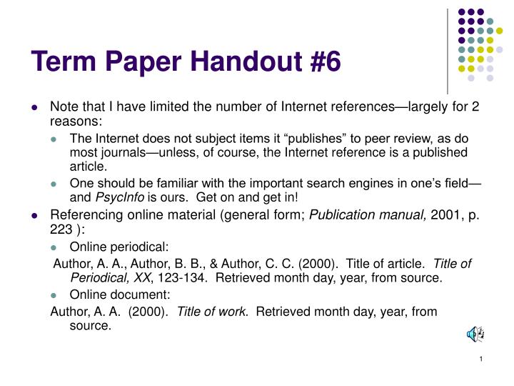 PPT - Term Paper Handout #6 PowerPoint Presentation, free download - ID ...