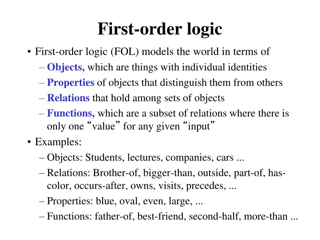 First Order Logic Definition First Order Logic Definition