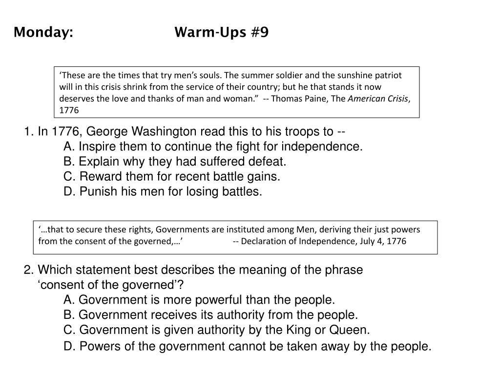 PPT - American Revolution History Warm-Ups PowerPoint Presentation ...