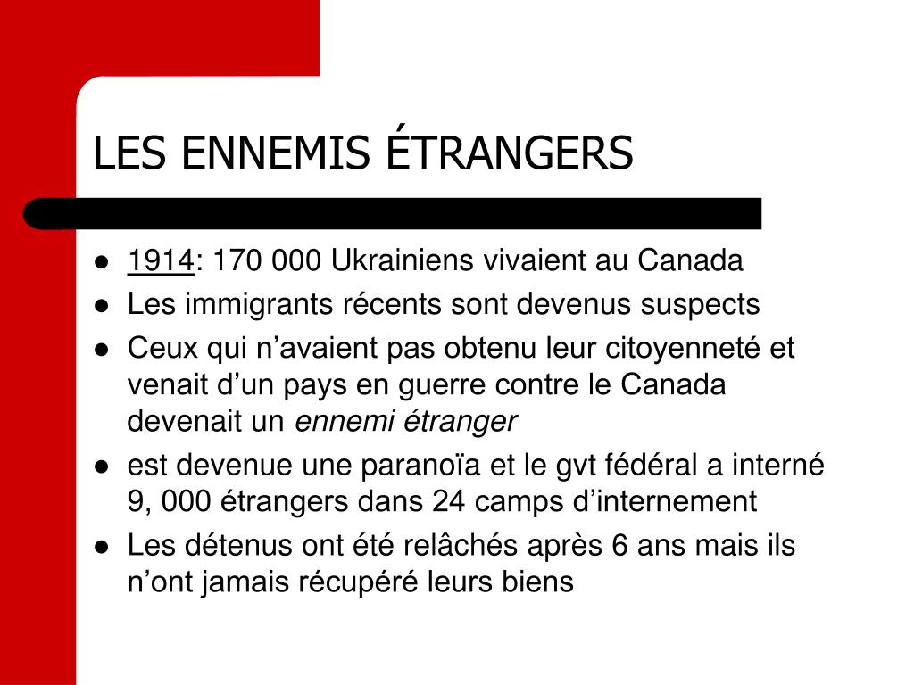 PPT - LE CANADA DURANT LA PREMIÈRE GUERRE MONDIALE PowerPoint ...