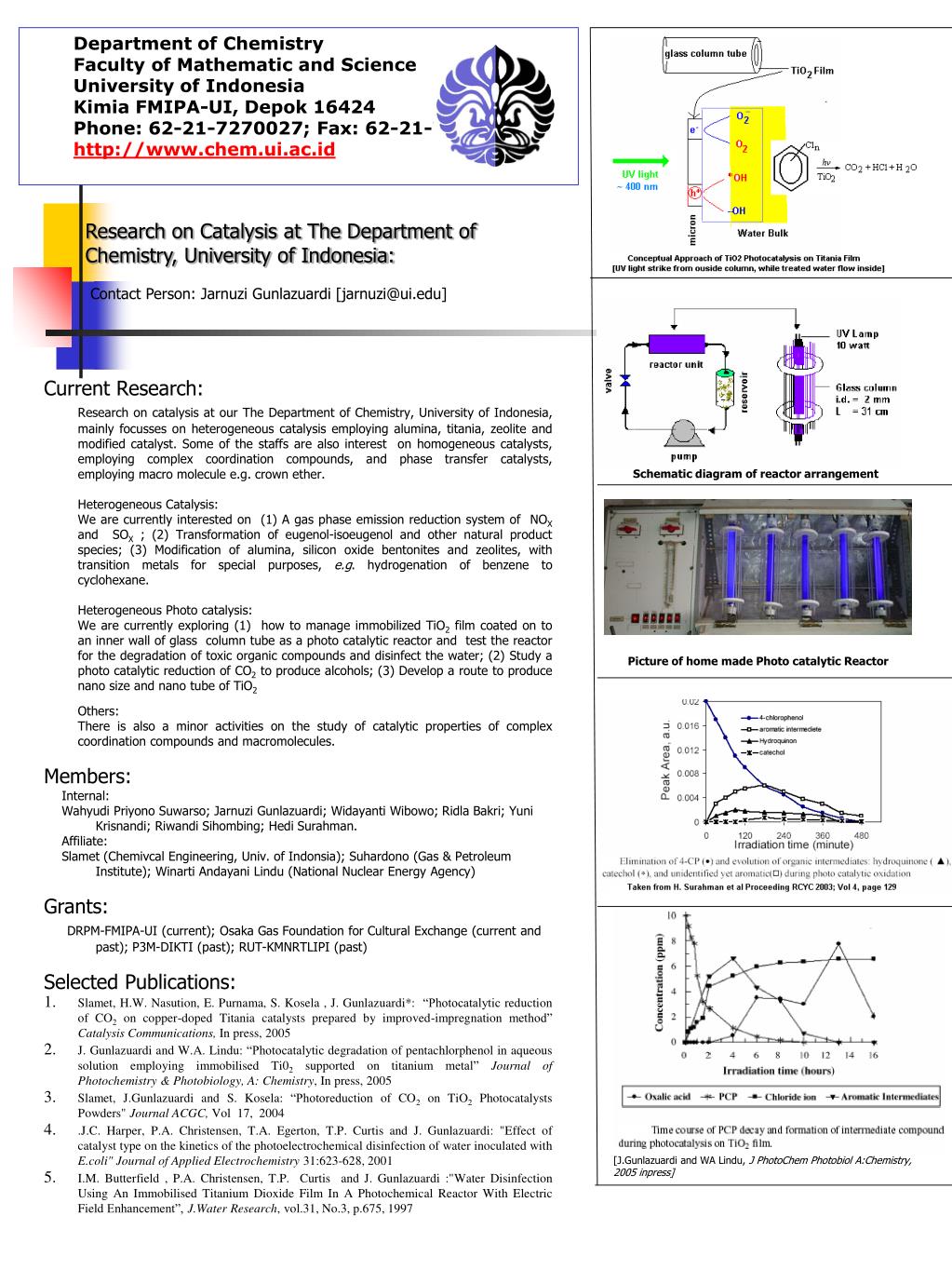 PPT - Research on Catalysis at The Department of Chemistry, University ...