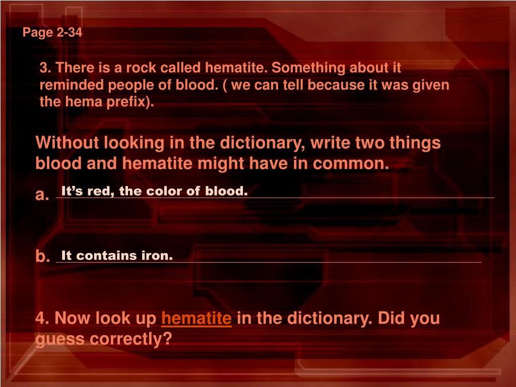 PPT - The morpheme hemo/hema means “(referring to) blood.” PowerPoint ...