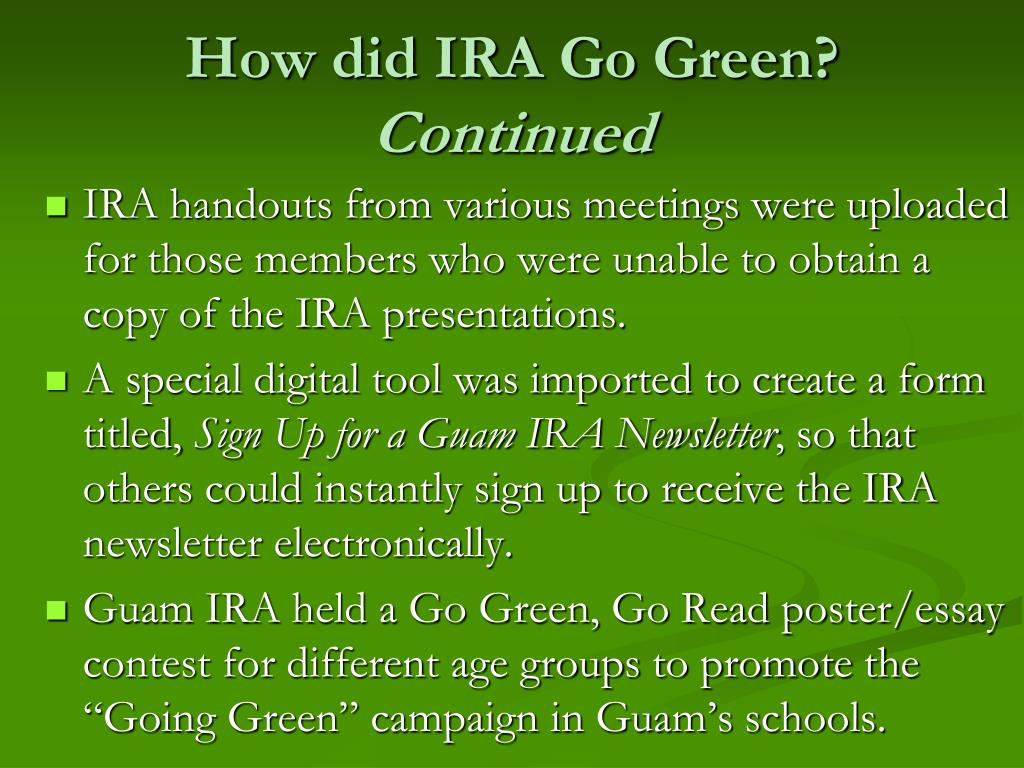 PPT - Going Green with IRA to Impact Culture in the Pacific PowerPoint ...