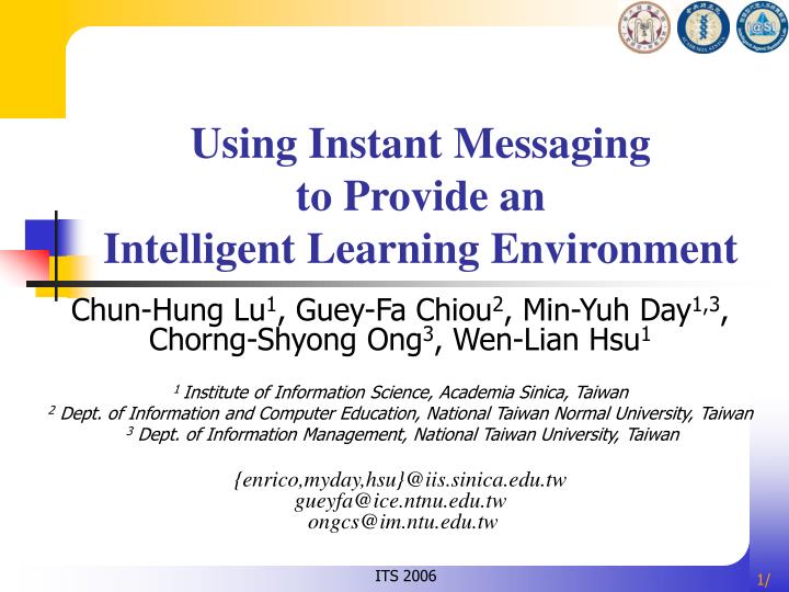 Ppt Using Instant Messaging To Provide An Intelligent Learning Environment Powerpoint