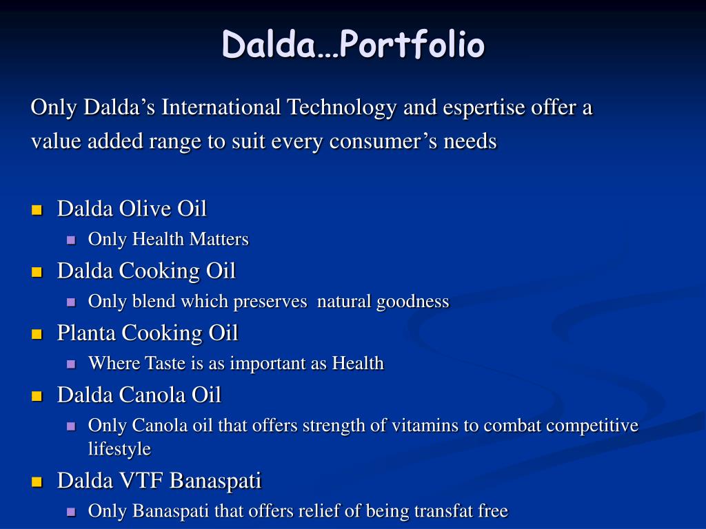 PPT - Presntation On Dalda Foods (Pvt.) Ltd. PowerPoint Presentation ...