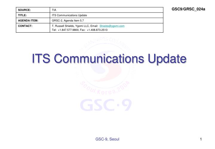 PPT - ITS Communications Update PowerPoint Presentation, free download ...