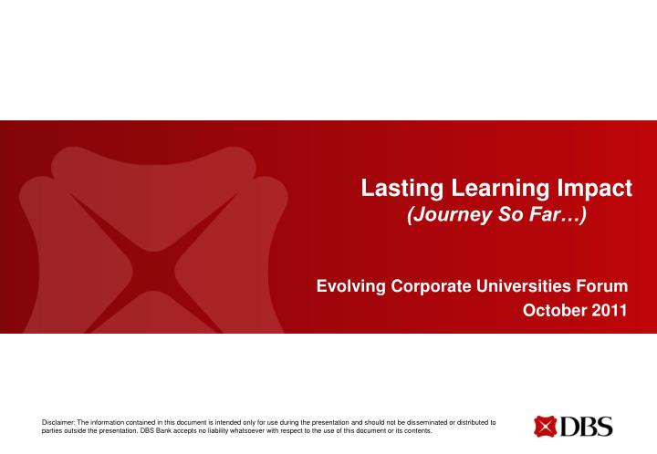 PPT - Lasting Learning Impact (Journey So Far…) PowerPoint Presentation ...