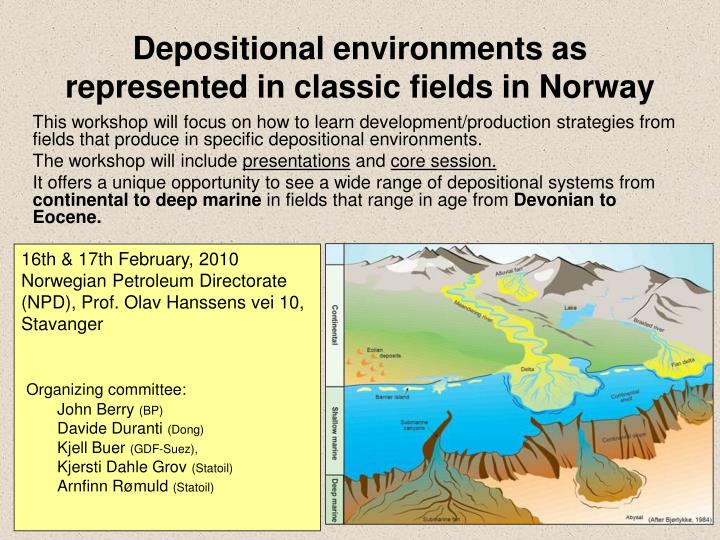 PPT - Depositional environments as represented in classic fields in ...