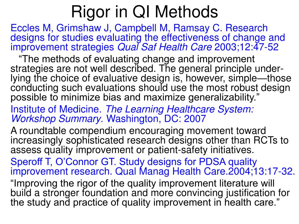 PPT - A Researcher’s Perspective on Quality Improvement Research ...