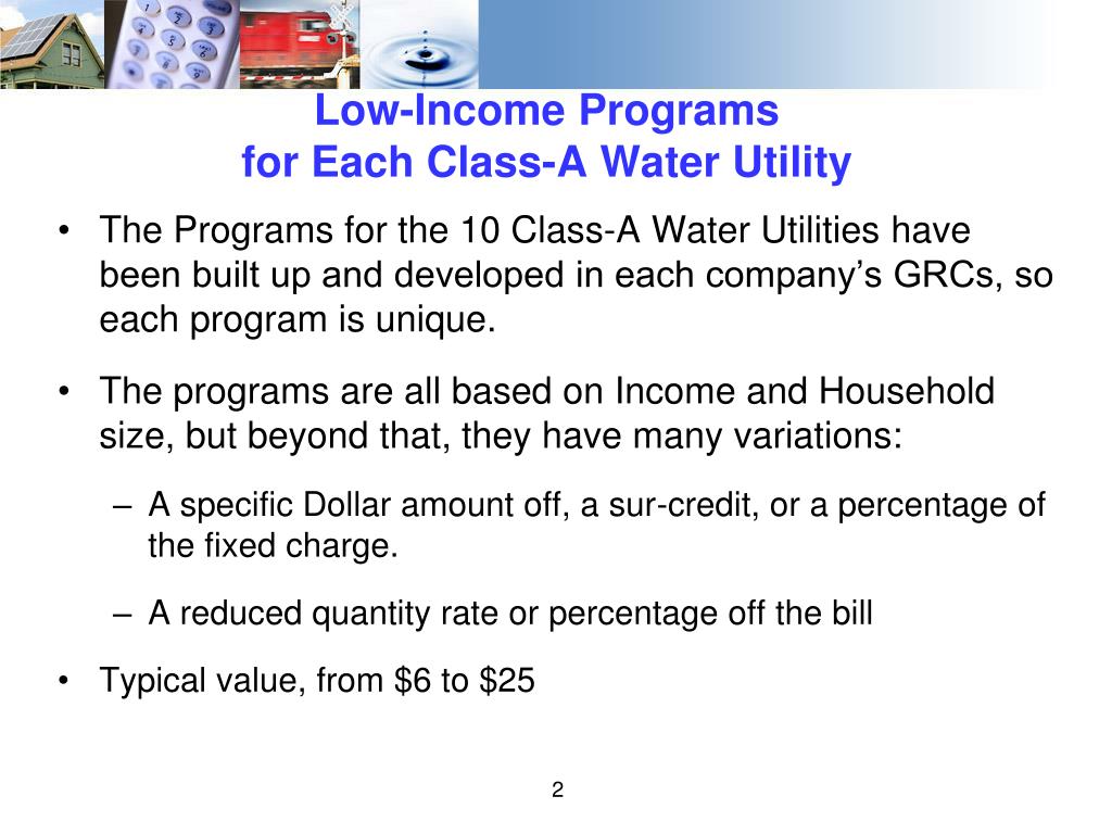 PPT - Review of the Water Low-Income Programs Meeting of the Low Income ...